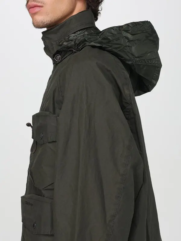Barbour Utility Jacket With Hood And Multiple Pockets