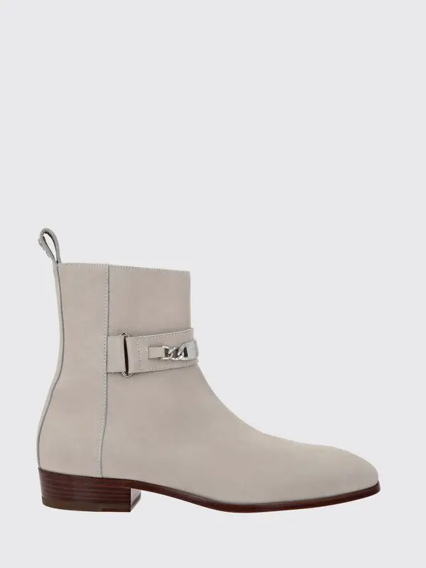 Philipp Plein Suede Ankle Boots With Side Zip Closure And Chain Detail - Beige