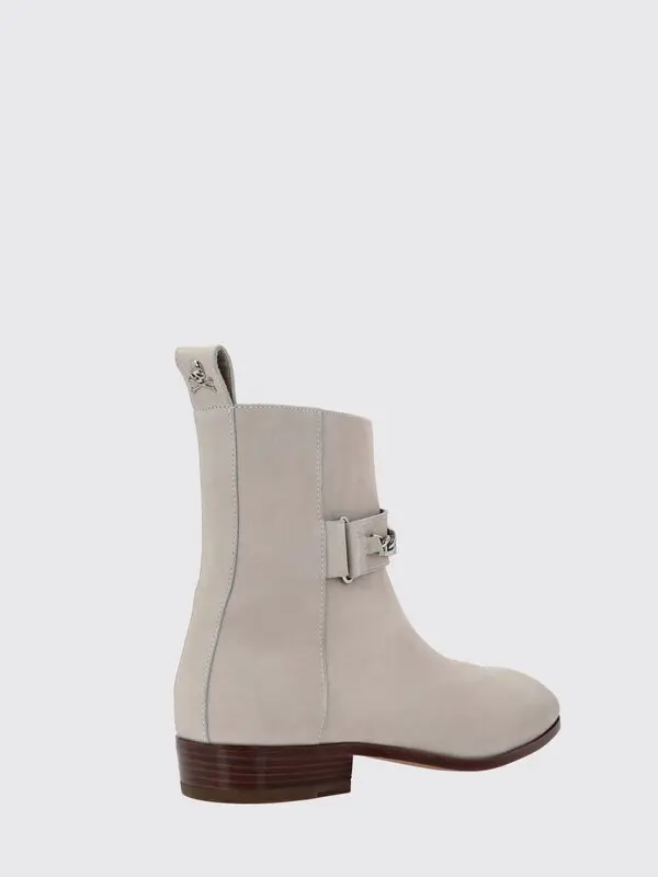 Philipp Plein Suede Ankle Boots With Side Zip Closure And Chain Detail - Beige
