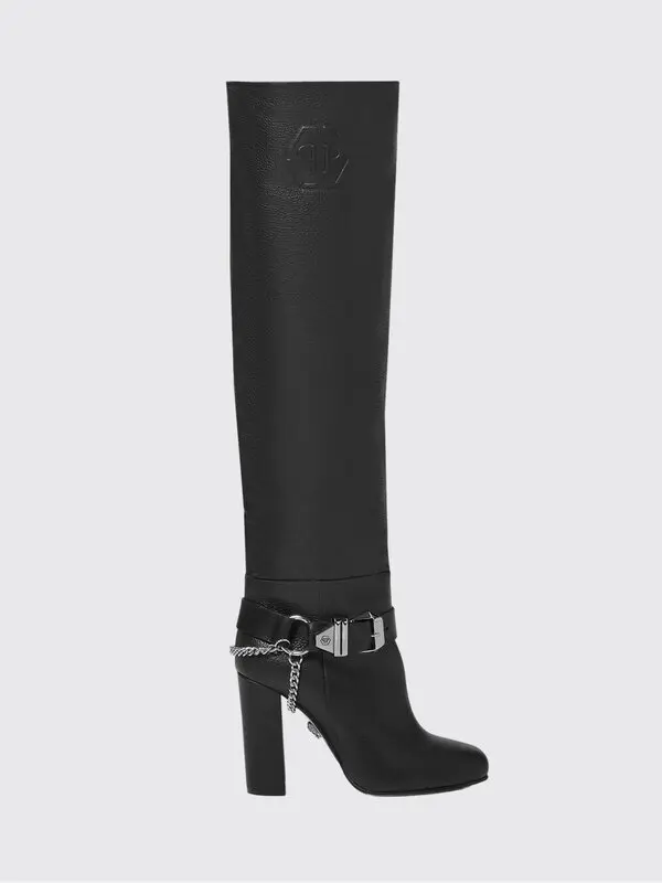Philipp Plein Grained Leather Over-the-knee Boots With High Block Heel