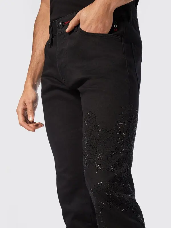 Philipp Plein Embellished Slim Fit Jeans - Black