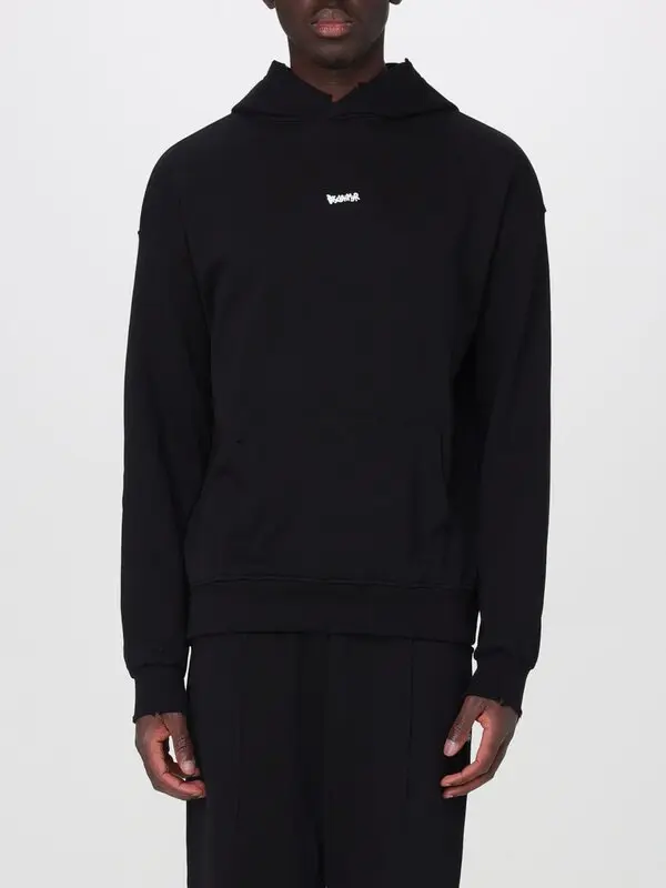 DISCLAIMER Cotton Hoodie With Kangaroo Pocket And Logo - Black