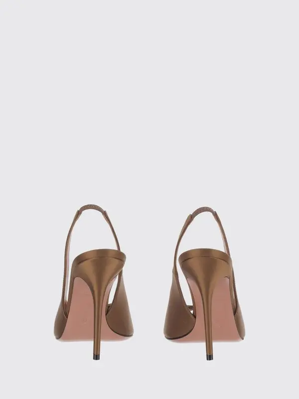 Amina Muaddi Kristina Slingback Sandals In Silk Satin - Coffee