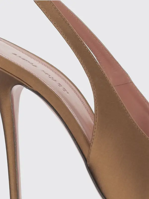 Amina Muaddi Kristina Slingback Sandals In Silk Satin - Coffee