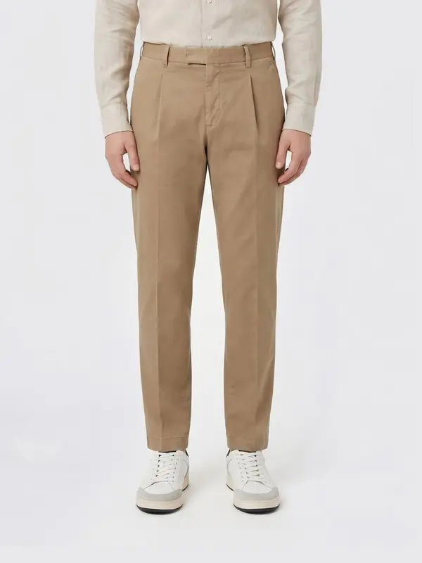 PT TORINO Cotton Blend Stretch Tailored Trousers - Sand