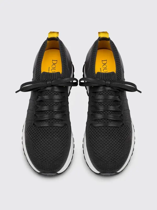 DOUCAL'S Crochet Knit And Leather Sneakers - Grey