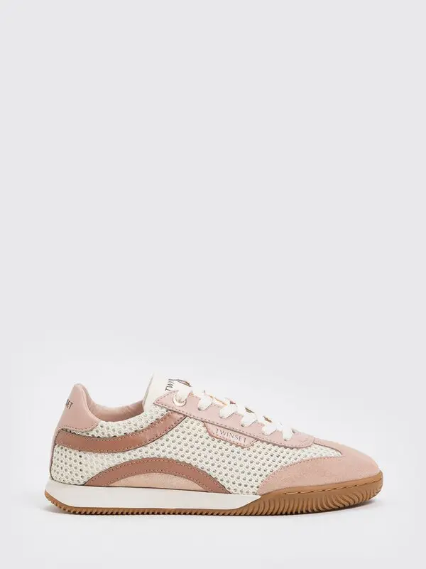 TWINSET Leather And Mesh Sneakers - White 1