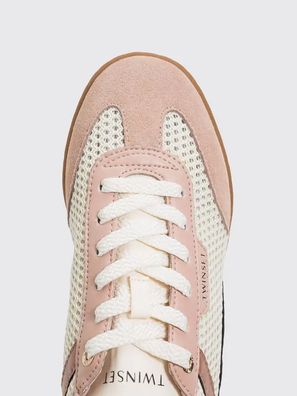 TWINSET Leather And Mesh Sneakers - White 1