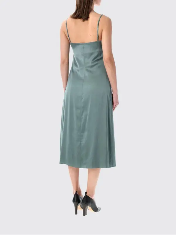Acne Studios Viscose Blend Slip Dress With Lace Insert - Sage
