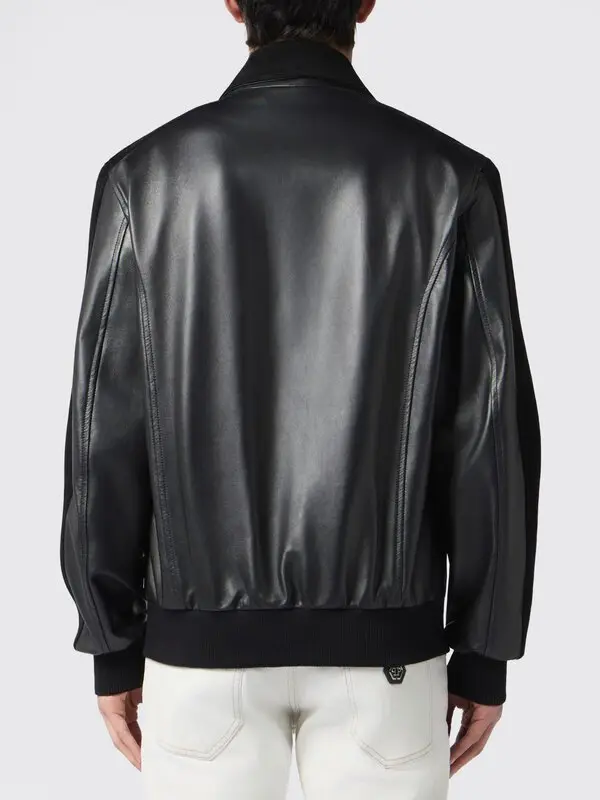 Philipp Plein Embellished Leather Bomber Jacket