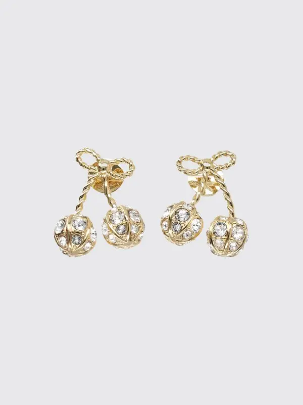 Valentino Garavani Cherryfic Pendant Earrings In Bronze With Rhinestones - Gold