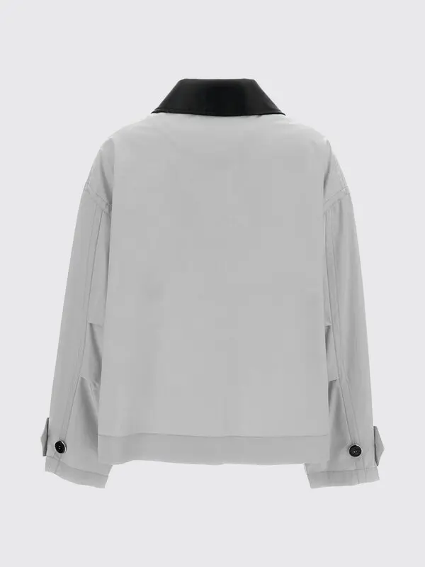 DURAZZI MILANO Lightweight Cotton Jacket With Leather Collar And Dropped Shoulders - Grey