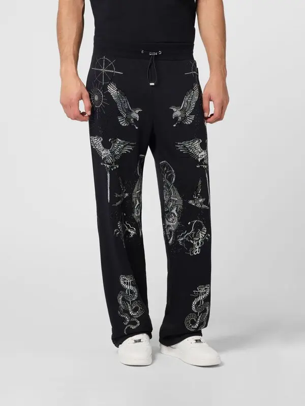 Philipp Plein Slim Fit Graphic Print Cotton Blend Joggers With Drawstring