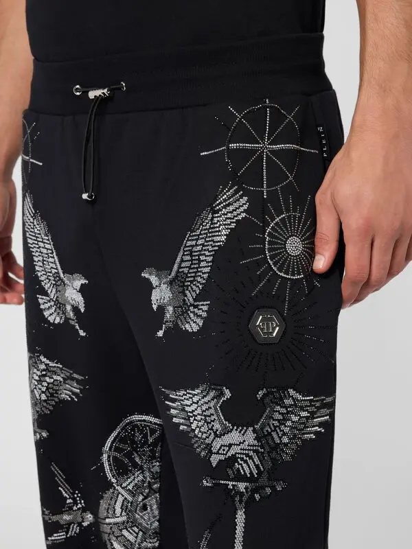 Philipp Plein Slim Fit Graphic Print Cotton Blend Joggers With Drawstring
