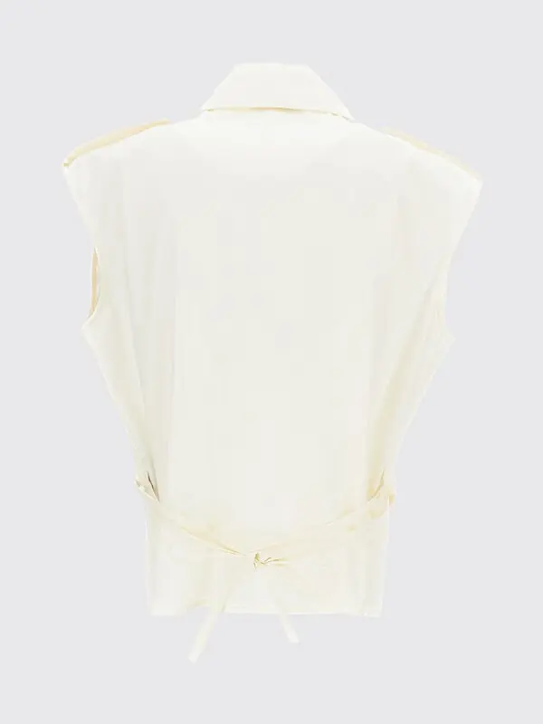 DURAZZI MILANO Sleeveless Cotton Shirt With Epaulettes And Metal Ring - Beige