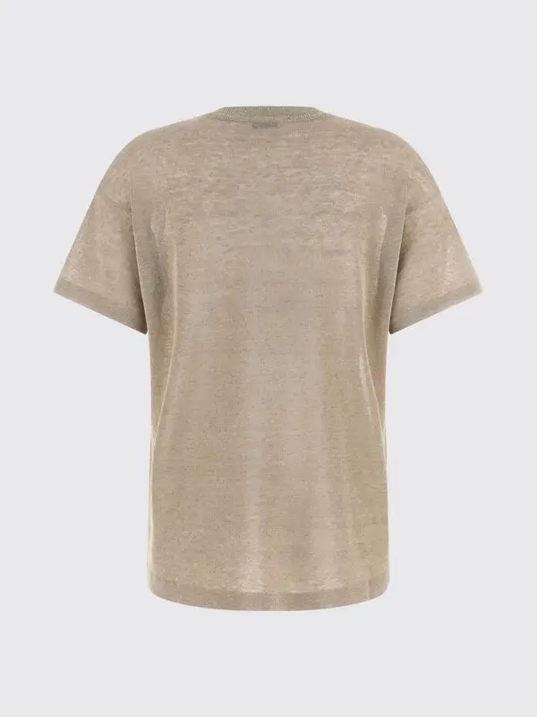Brunello Cucinelli Crewneck Linen Blend T-shirt With Dropped Shoulders