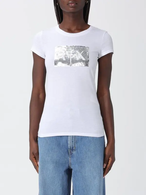 Armani Exchange T-shirt With Sequinned Logo - White