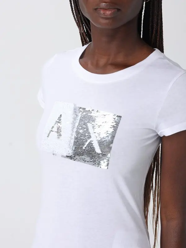 Armani Exchange T-shirt With Sequinned Logo - White