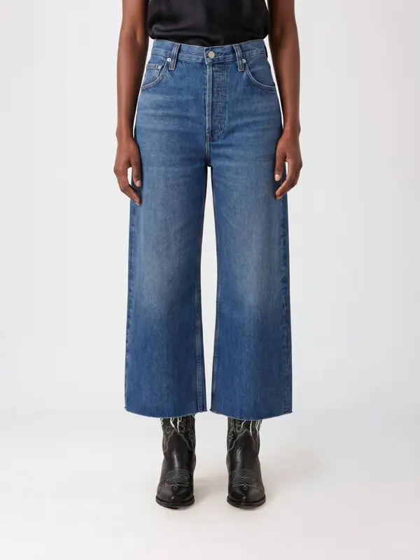 Citizens Of Humanity High-waisted Cropped Wide Leg Jeans In Cotton - Blue