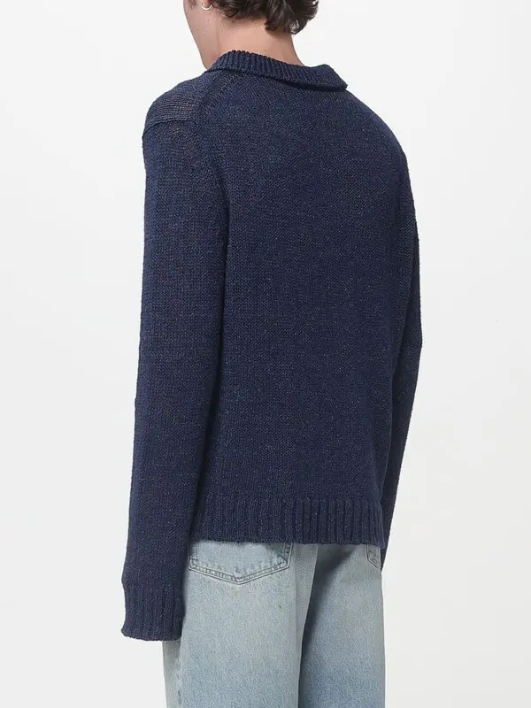 SUNFLOWER Cotton And Linen Knit Polo Shirt - Blue