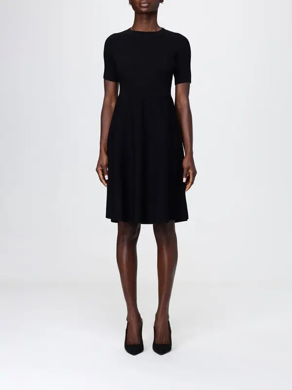 Armani Exchange Ribbed Knit Dress - Black