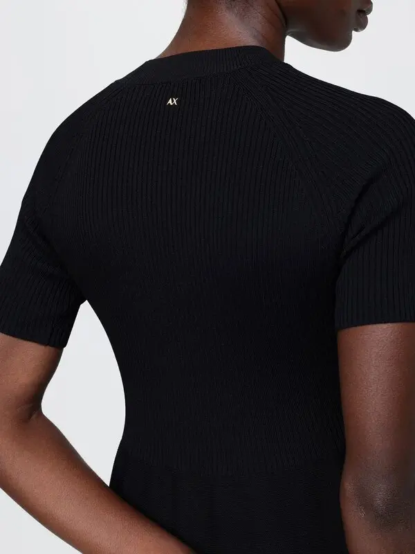 Armani Exchange Ribbed Knit Dress - Black