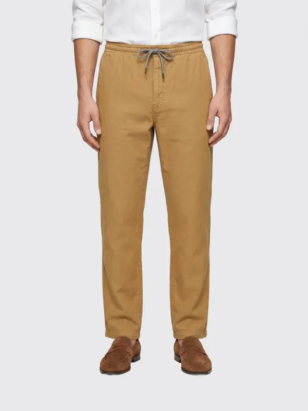 Paul Smith Slim Fit Linen Blend Trousers With Drawstring Waist