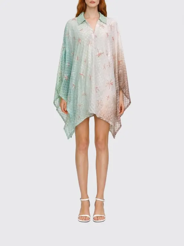 Missoni Embroidered V-neck Viscose Mini Caftan - Multicolor