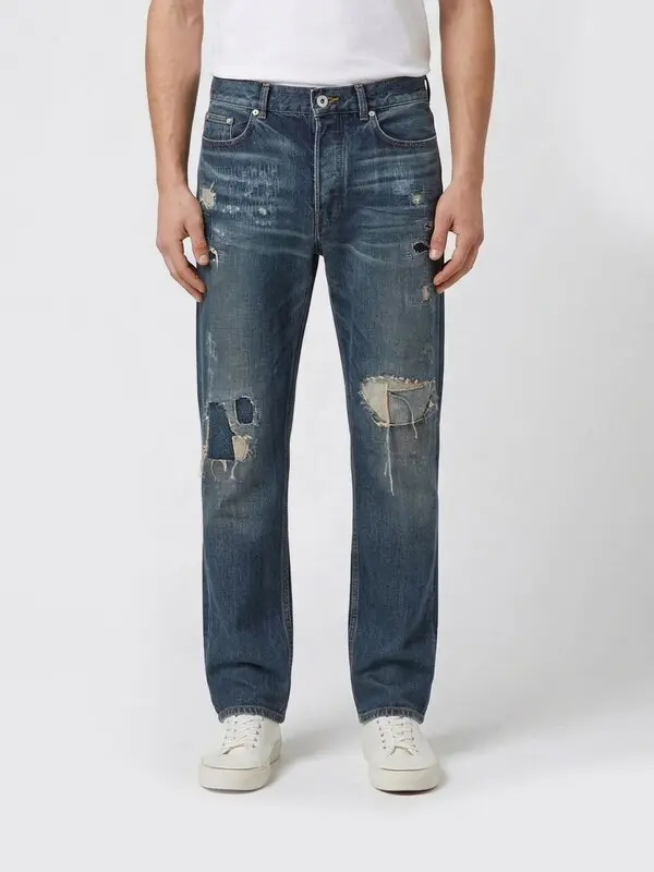 JW Anderson Straight Cotton Denim Jeans With Distressed Effect