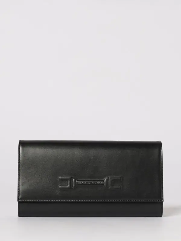 Elisabetta Franchi Clutch With Embossed Logo - Black
