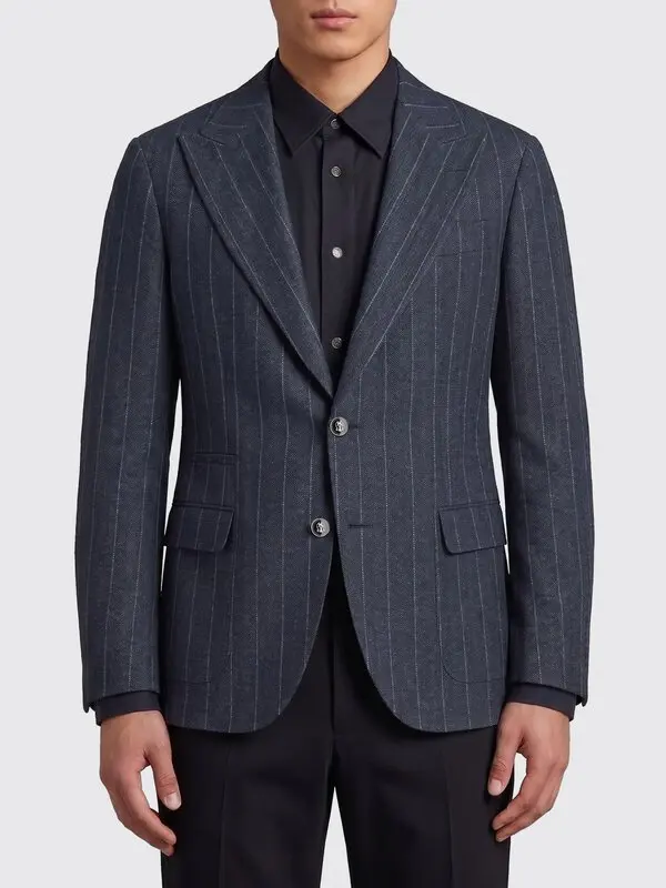 Brunello Cucinelli Single-breasted Pinstripe Blazer In Hemp And Silk Blend