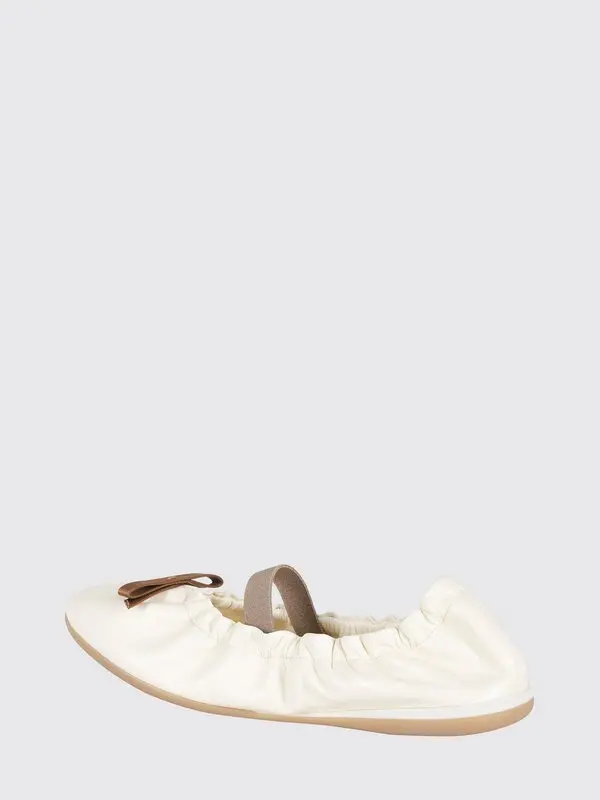 3JUIN Ruched Leather Ballerinas With Bow