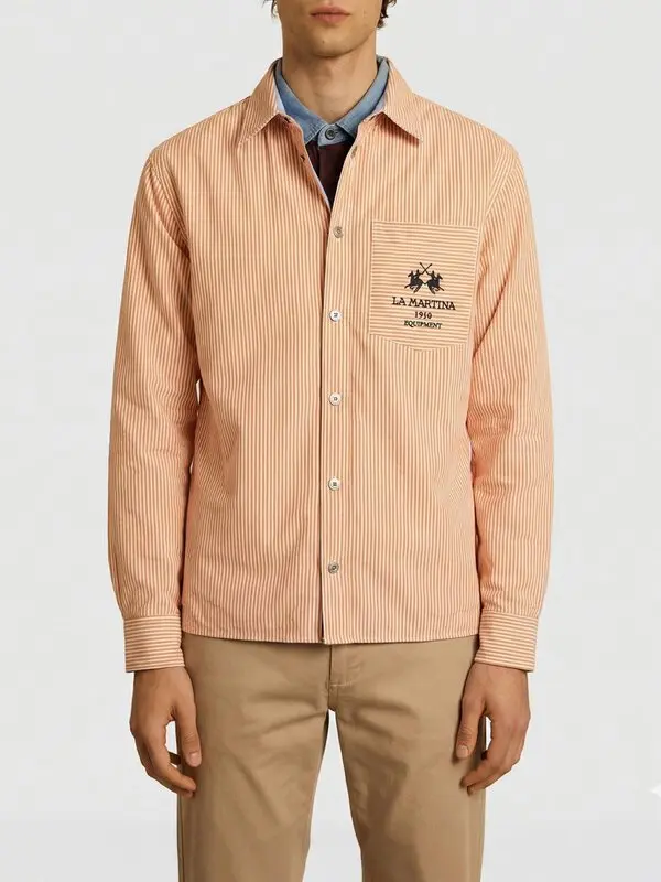 LA MARTINA Striped Cotton Shirt Jacket