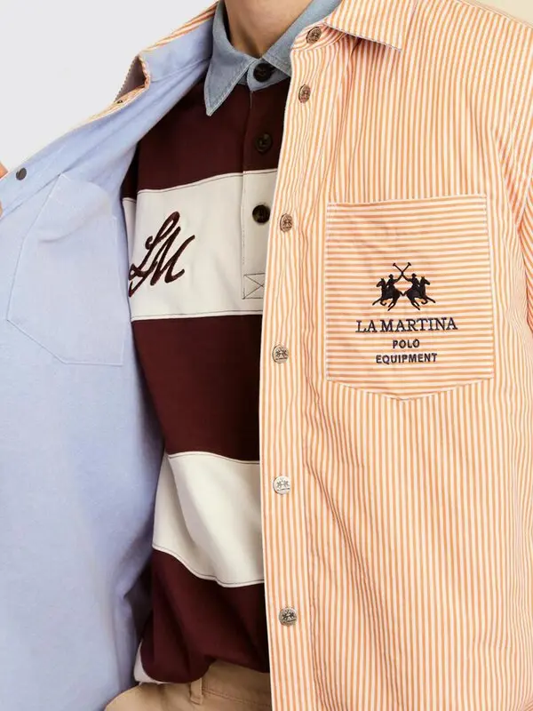 LA MARTINA Striped Cotton Shirt Jacket