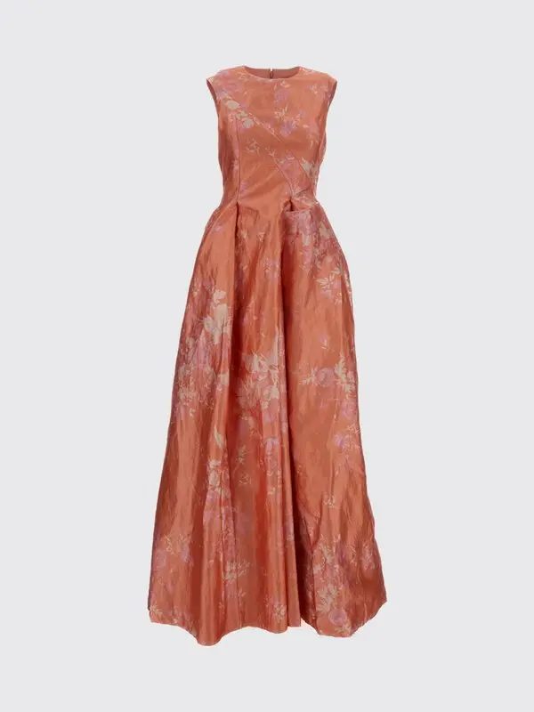 Erdem Sleeveless Floral Print Satin Gown