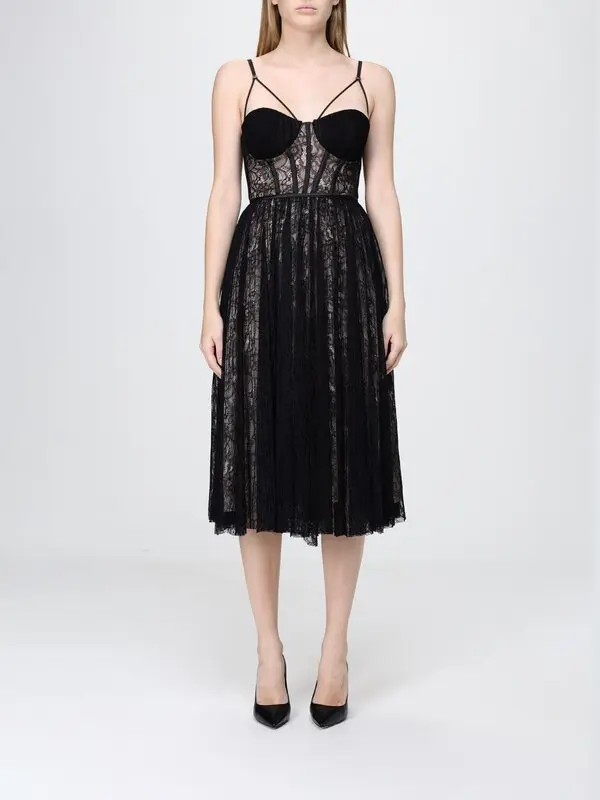 Elisabetta Franchi Lace Midi Dress - Black