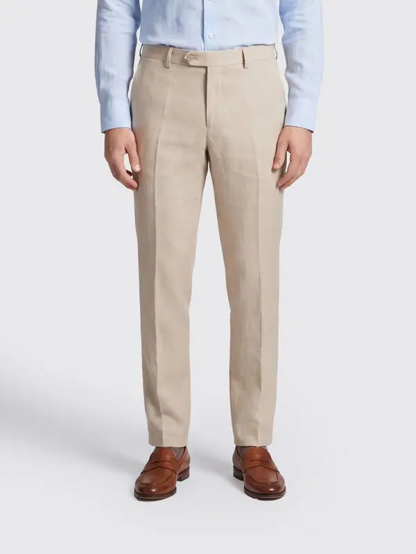 Hugo Boss Slim Fit Tailored Pants In Linen Blend With Slash Pockets - Grey