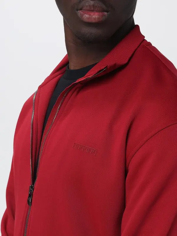FERRARI Slim Fit Zipped Turtleneck Sweatshirt In Cotton Blend