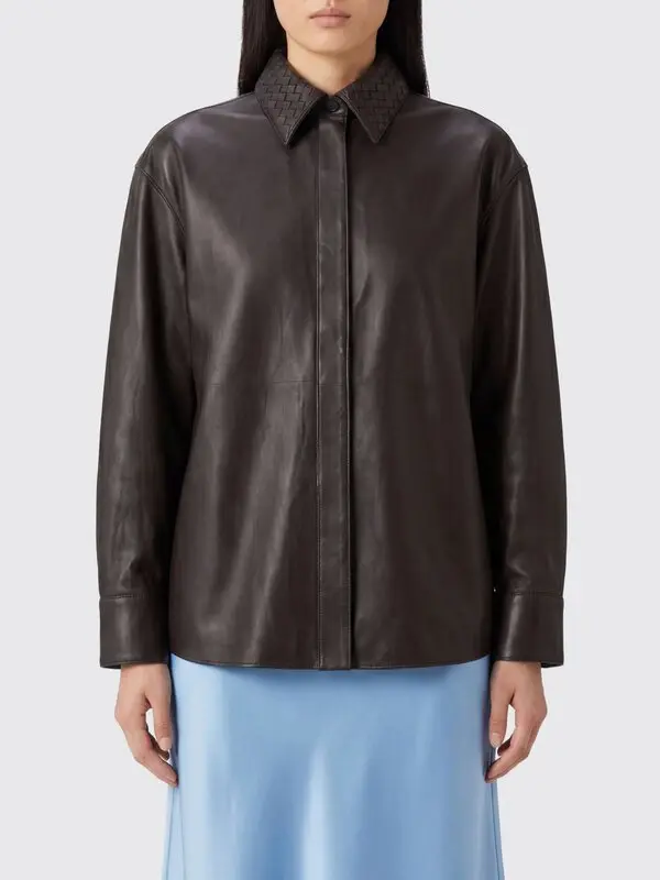 Bottega Veneta Relaxed-fit Smooth Lambskin Leather Shirt - Brown