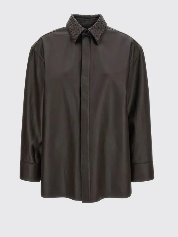 Bottega Veneta Smooth Lambskin Leather Relaxed Fit Shirt