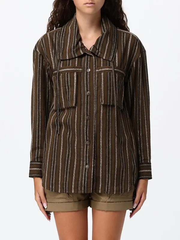 Isabel Marant Étoile Striped Cropped Jacket In Cotton And Lurex With High Neck