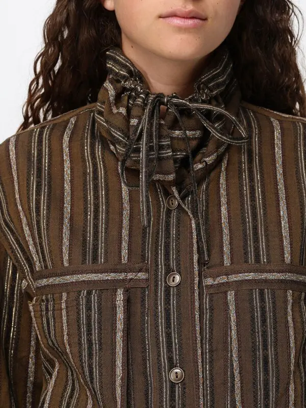 Isabel Marant Étoile Striped Cropped Jacket In Cotton And Lurex With High Neck
