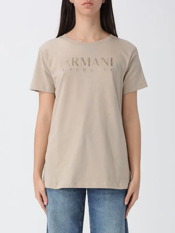 Armani Exchange Embellished Logo T-shirt - Sand