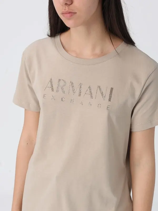 Armani Exchange Embellished Logo T-shirt - Sand