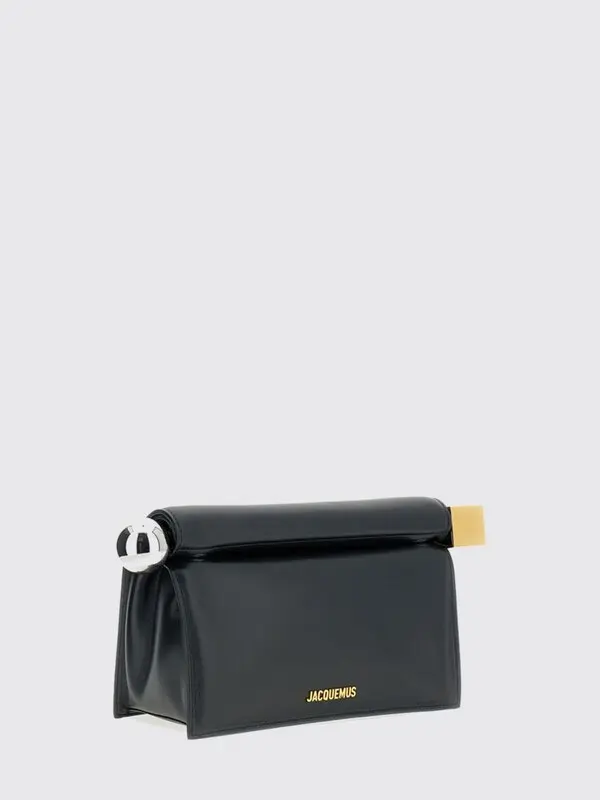 Jacquemus Rond Carré Handheld Clutch In Smooth Lamb Leather With Logo
