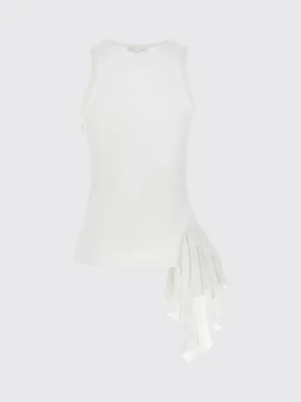 Alexander McQueen Asymmetric Cotton Top With Ruffles