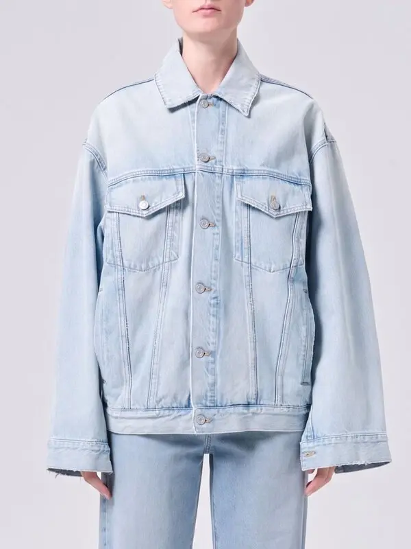 AGOLDE Relaxed Fit Cropped Denim Jacket In Bleached Organic Cotton