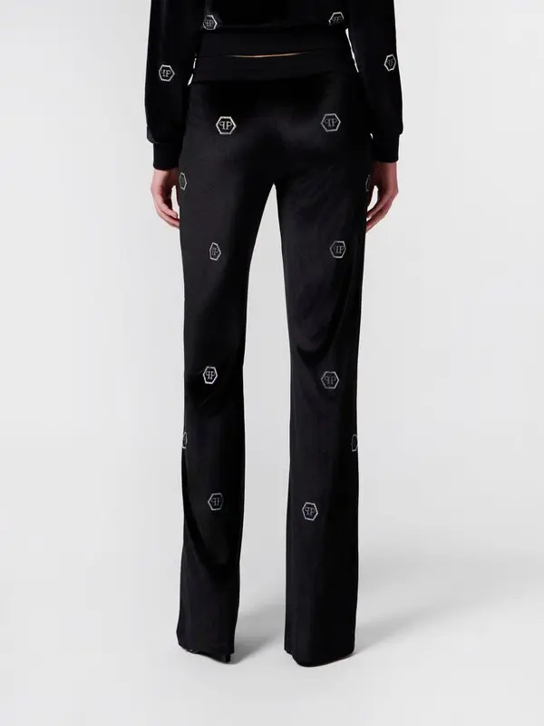 Philipp Plein Velvet Jogging Trousers With Hexagon Logo