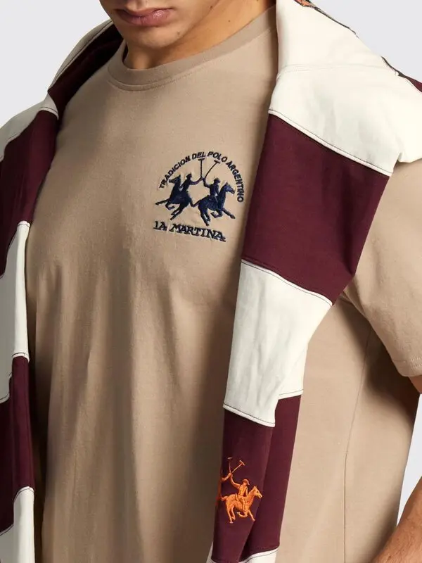 LA MARTINA Cotton T-shirt With Logo - Beige