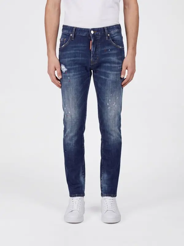 Dsquared2 Skater Skinny-fit Stretch-denim Jeans With Distressed Effect - Navy